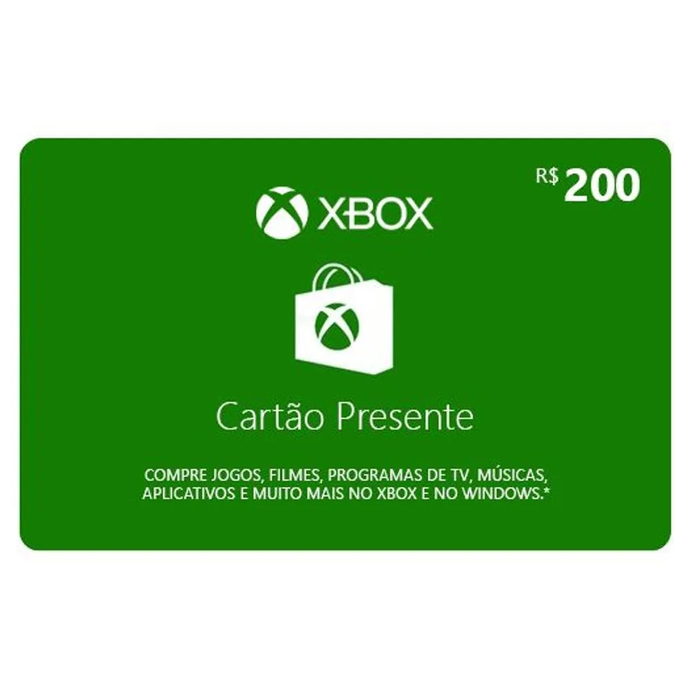 Xbox – Cartão Presente R$ 200 Reais – WOW Games